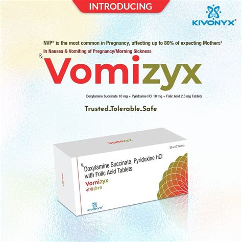 Vomizyx Doxylamine Succinate Pyridoxine Folic Acid Tablet Packaging