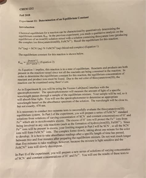 Solved Calculating Equilibrium Constants Lab