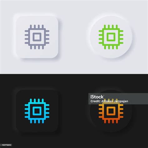 Cpu 기호 버튼 아이콘 세트 웹 디자인 응용 프로그램 Ui 등을 위한 다색 뉴모피즘 버튼 소프트 Ui 디자인 버튼 벡터 3차원 형태에 대한 스톡 벡터 아트 및 기타 이미지
