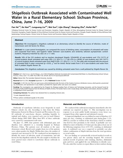 Pdf Shigellosis Outbreak Associated With Contaminated Well Water In A