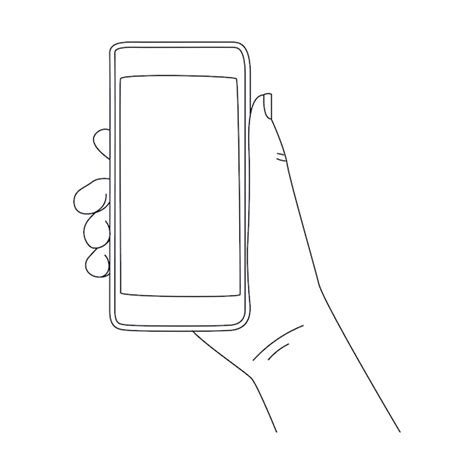 Premium Vector The Hand Holds The Phone Blank Screen With Empty Space