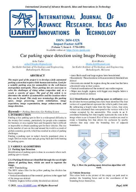 Pdf Car Parking Space Detection Using Image Processing