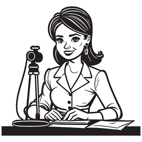 This Is A Female Journalist Vector Silhouette Journalist Vector Line