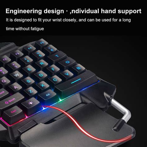 D15 Ergonomic Single One Hand Backlit Gaming Keybo Grandado