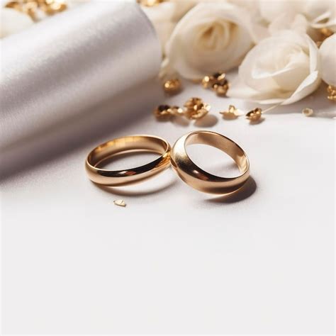 Premium Photo Wedding Rings On Wedding Card On A White Background Border Design Panoramic