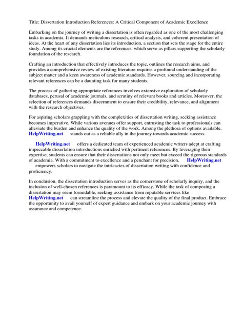 Dissertation Introduction References Pdf Thesis Experience