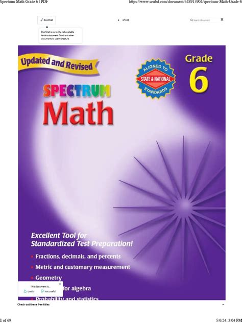 Spectrum Math Grade 6 Pdf Scribd Electronic Publishing