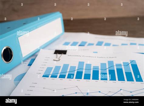 Binder Data Finance Report Business With Graph Analysis In Office Stock