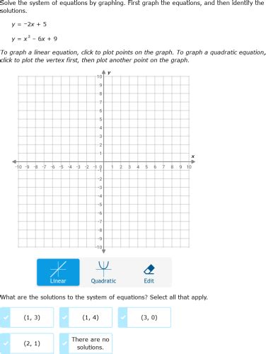 Ixl Solve A System Of Linear And Quadratic Equations By Graphing