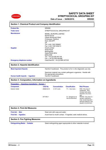 4300 Streptococcal Grouping Kit English Gb Oxoid