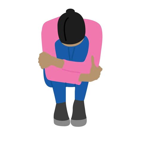 Woman Sitting Hugging Her Knees Mental Health Illustration 54877117 Vector Art At Vecteezy