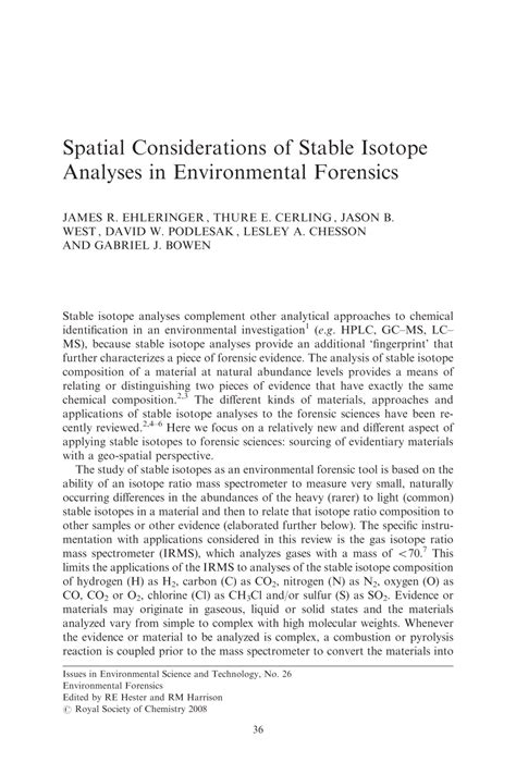 PDF Spatial Considerations Of Stable Isotope Analyses In Environmental Forensics
