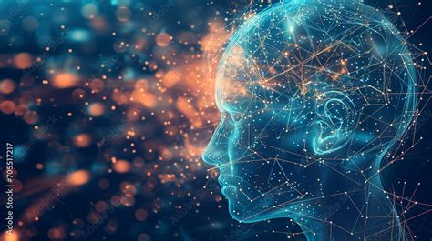 Digital Representation Of Human Brain Activity And Connectivity In A Neural Network Stock Photo