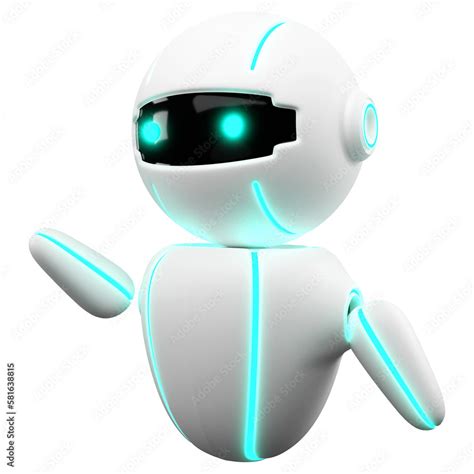 Friendly Cute Robot With Hand Up Hello Chatbot Mascot Ai Artificial Intelligence Virtual