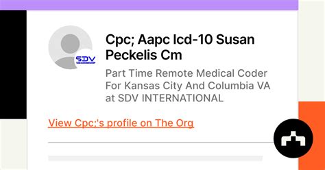 Cpc Aapc Icd 10 Susan Peckelis Cm Part Time Remote Medical Coder For Kansas City And Columbia