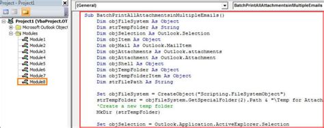 how to batch print all attachments in multiple emails with outlook vba