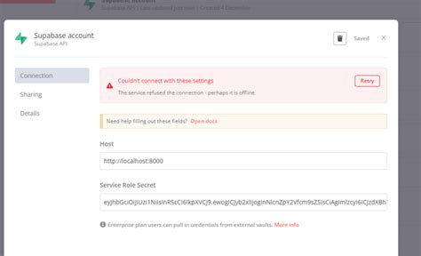 Unable To Connect Supabase With N8n On Docker Rsupabase