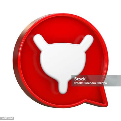 흰색 배경에 분리된 방광 모양 아이콘이 있는 3d 빨간색 말풍선 3d 그림입니다 0명에 대한 스톡 사진 및 기타 이미지 0명 3차원 형태 Brand Name