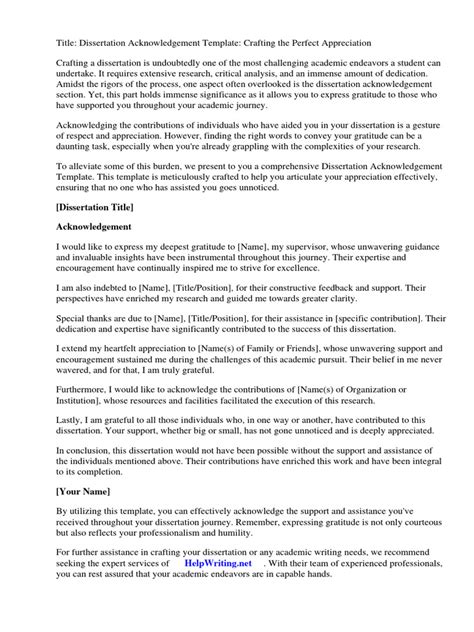 Dissertation Acknowledgement Template Pdf Thesis