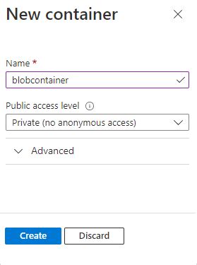 Create A Blob Container In The Storage Account