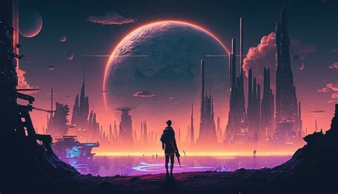 Outer Space Desert Sci Fi Background Outer Space Desert Science