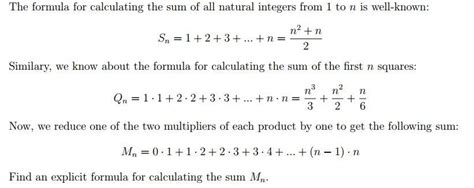 Solved The Formula For Calculating The Sum Of All Natural Chegg Com