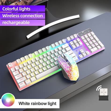 2 4G Wireless Mechanical Keyboard Mouse Comb RGB Blacklight USB Rechargeable Gaming Keyboard And