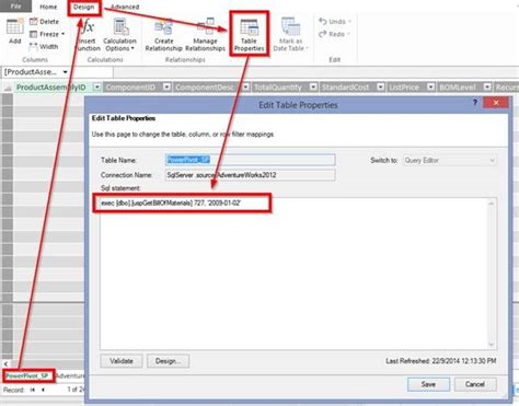 powerpivot and dynamic sql server stored procudure