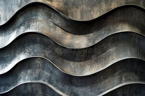 Abstract Metallic Wave Pattern With Textured Surface In Modern