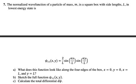 Solved The Normalized Wavefunction Of A Particle Of Mass Chegg