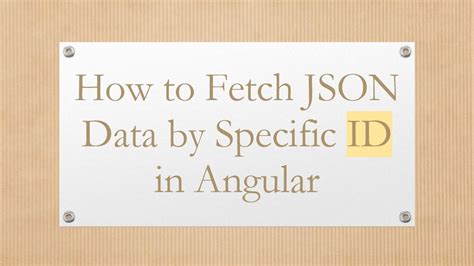 How To Fetch Json Data By Specific Id In Angular Youtube