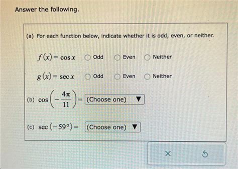 solved answer the following a for each function below