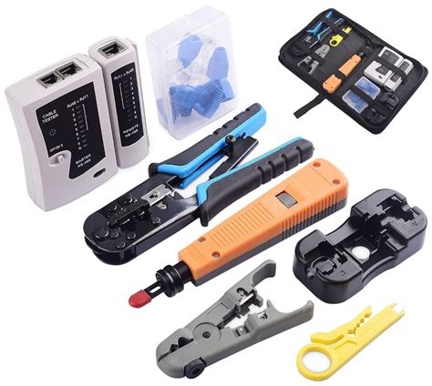 7 In 1 Network Toolkit With Rj45 Ethernet Crimping Tool Punch Down Tool And Keystone Stand