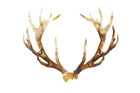 Watercolor Painting Of Deer Antlers On A White Background Premium Ai