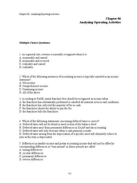 Chapter 6 Multiple Choice T F Test Questions Pdf Deferred Tax Stocks