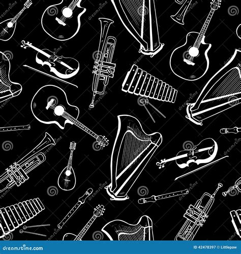Seamless Pattern With Musical Instruments Stock Vector Illustration Of Pattern Design 42478397