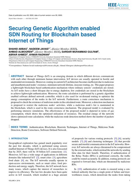Pdf Securing Genetic Algorithm Enabled Sdn Routing For Blockchain