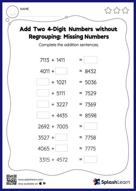 Add 4 Digit And 3 Digit Numbers Without Regrouping Vertical Addition Math Worksheets