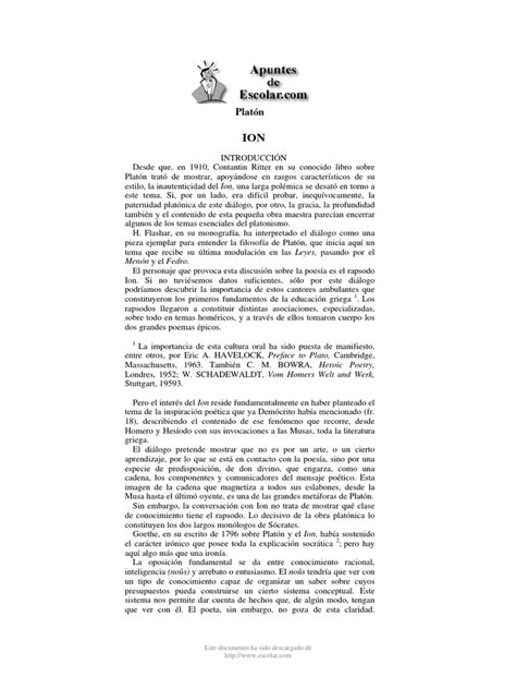 Ion Platón Pdf Platón Homero