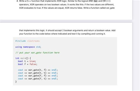 Solved 4 Write A C Function That Implements XOR Logic Chegg Com