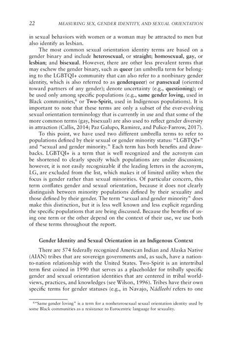 1 Introduction And Background Measuring Sex Gender Identity And Sexual Orientation The