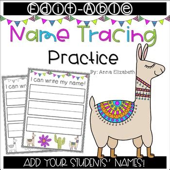 Editable Name Tracing Practice By Anna Elizabeth TPT