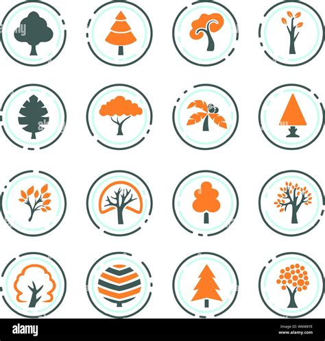 Tree Color Vector Icons For User Interface Design Stock Vector Image