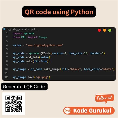 Kode Gurukul On Linkedin Generate Qr Code Using Python👨‍💻 🔖