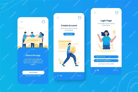 Premium Vector Starter Page Illustration Onboard Mobile Application Ui Screen Template