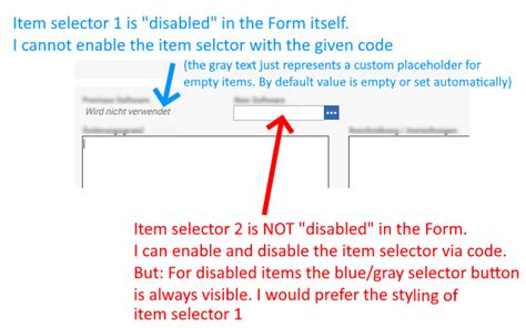 How To Disable Enable An Item Selector When Property Itself Is