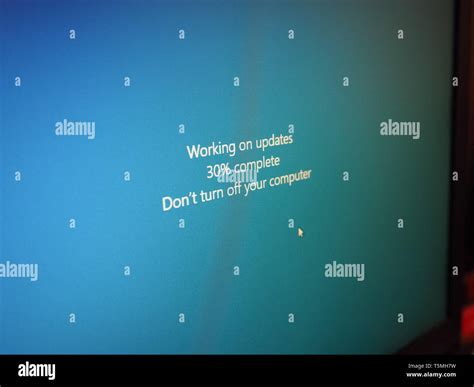 Windows Update Message On A PC Screen Stock Photo Alamy