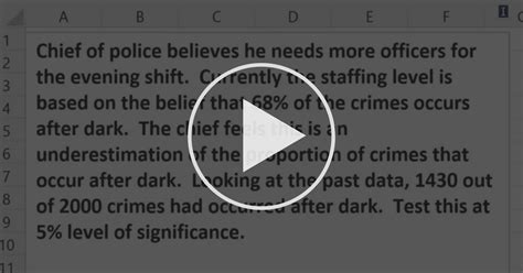 1 5 3 Right Tail Test For Proportion In Excel Module 1 Hypothesis Testing Coursera