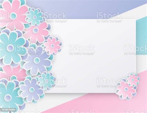 3d 종이 꽃와 텍스트에 대 한 장소 우아한 꽃 배경 종이 접기 유행 디자인 서식 파일입니다 종이 봄 꽃 휴가 텍스처를 잘라입니다 파스텔 색상 3월에 대한 스톡 벡터 아트