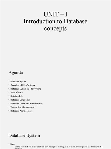 Unit I Introduction To Database Concepts Pdf Relational Database
